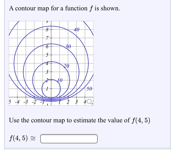 Solved A contour map for a function f is shown. a to 5 -4 -3 | Chegg.com