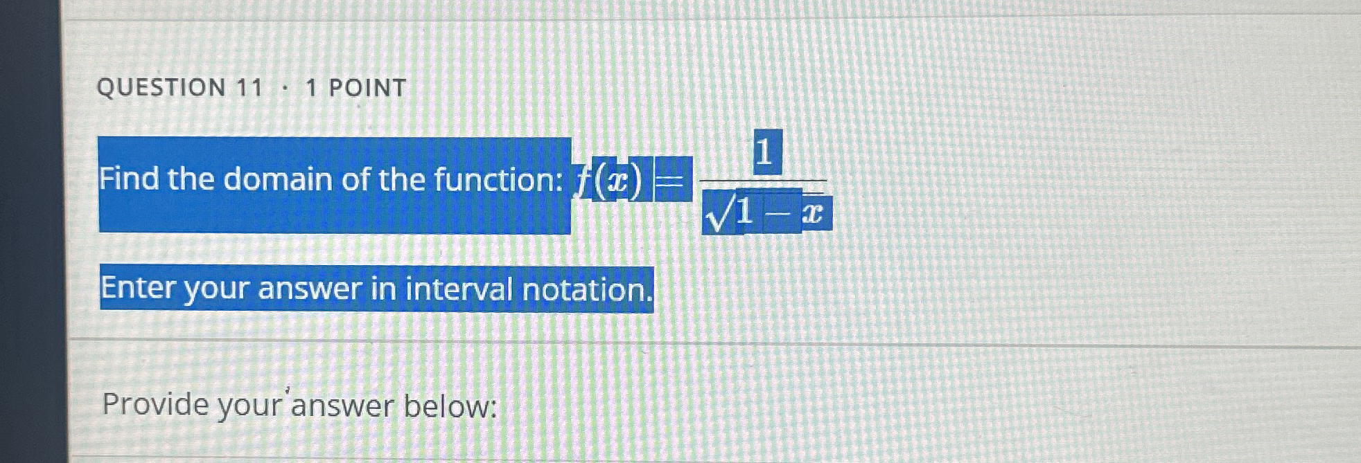 Solved QUESTION 11 * 1 ﻿POINTFind the domain of the | Chegg.com