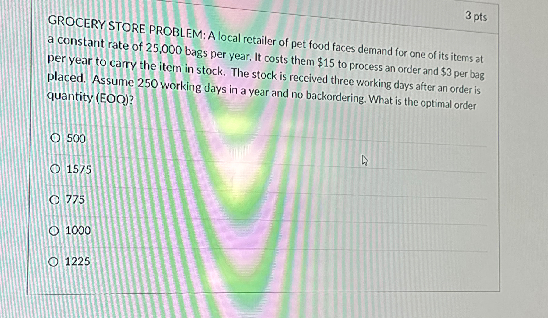 Solved 3 ﻿ptsGROCERY STORE PROBLEM: A local retailer of pet | Chegg.com