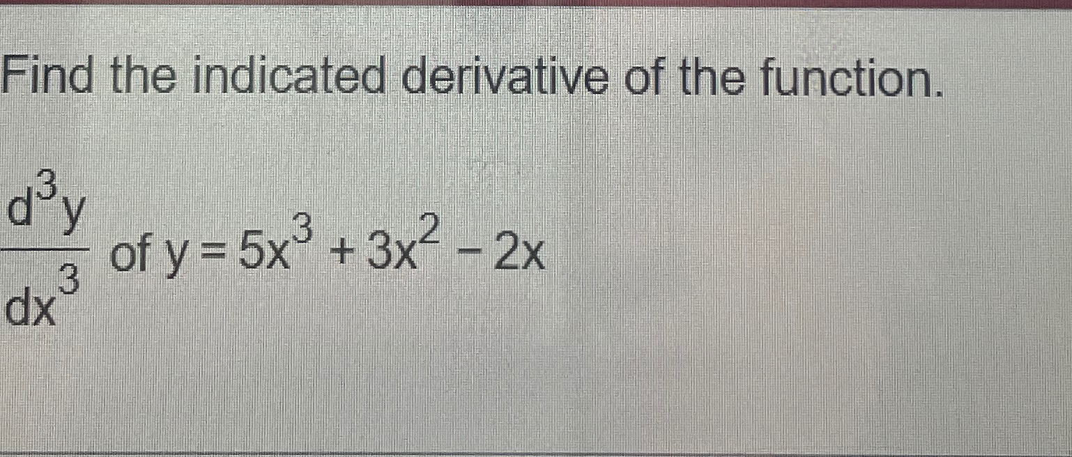 Solved Find the indicated derivative of the | Chegg.com
