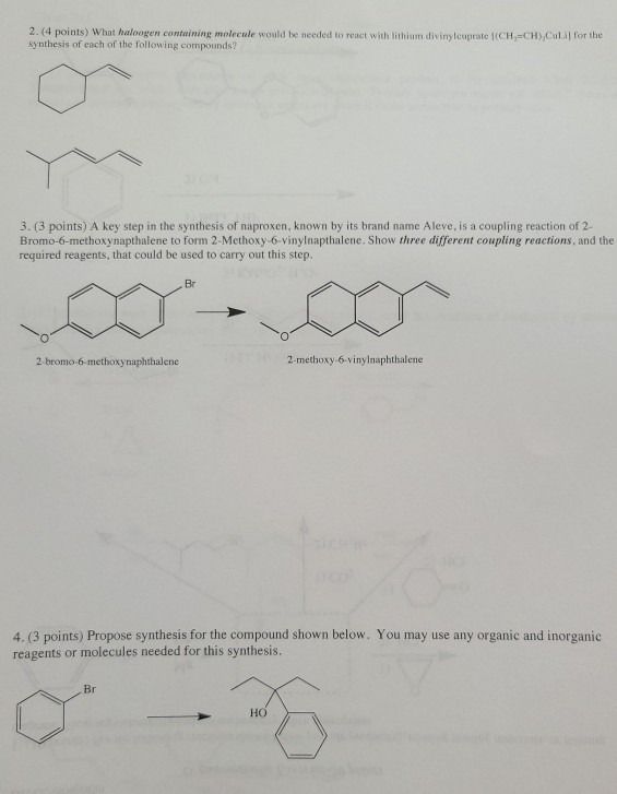 Solved 2.(4 points) What haloogen containing molecule would | Chegg.com