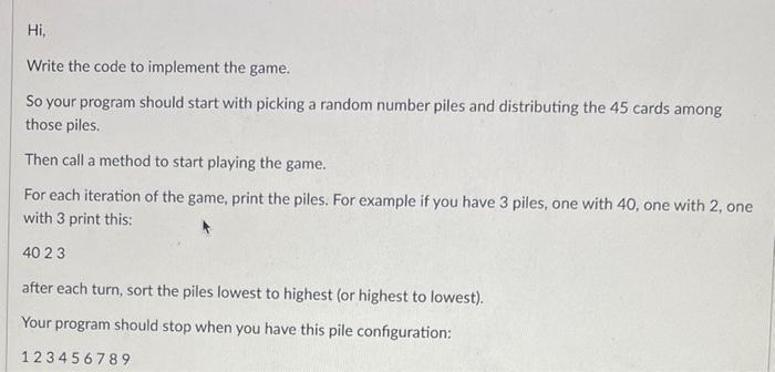 Solved Write the code to implement the game. So your program | Chegg.com