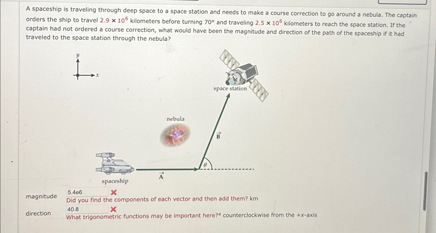 Solved A spaceship is traveling through deep space to a | Chegg.com