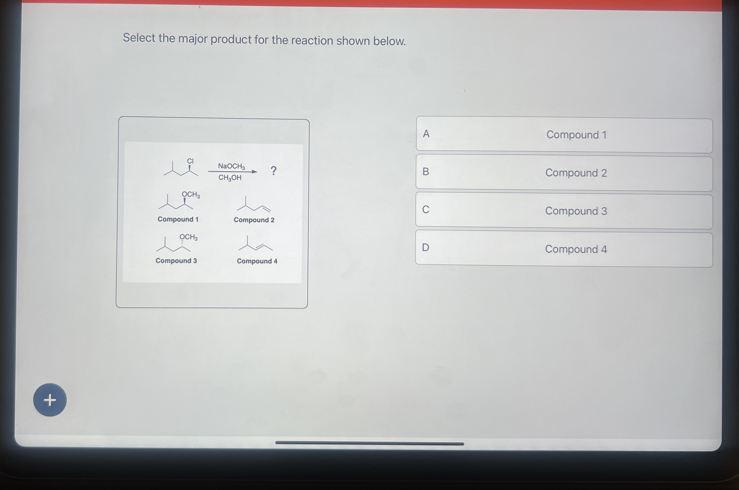 Solved Select the major product for the reaction shown | Chegg.com