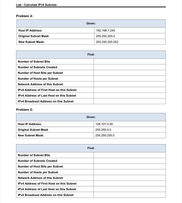 Problem 6: Reflection Question Why is the subnet mask | Chegg.com