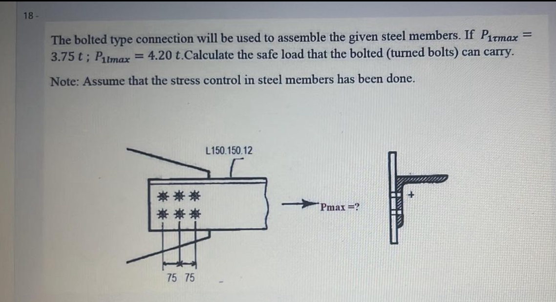 Solved The bolted type connection will be used to assemble | Chegg.com