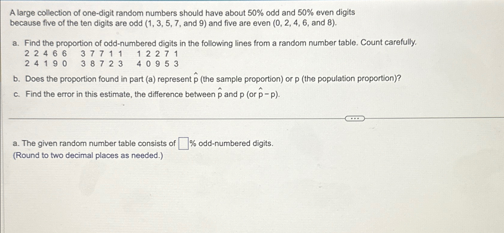 Solved A large collection of one-digit random numbers should | Chegg.com