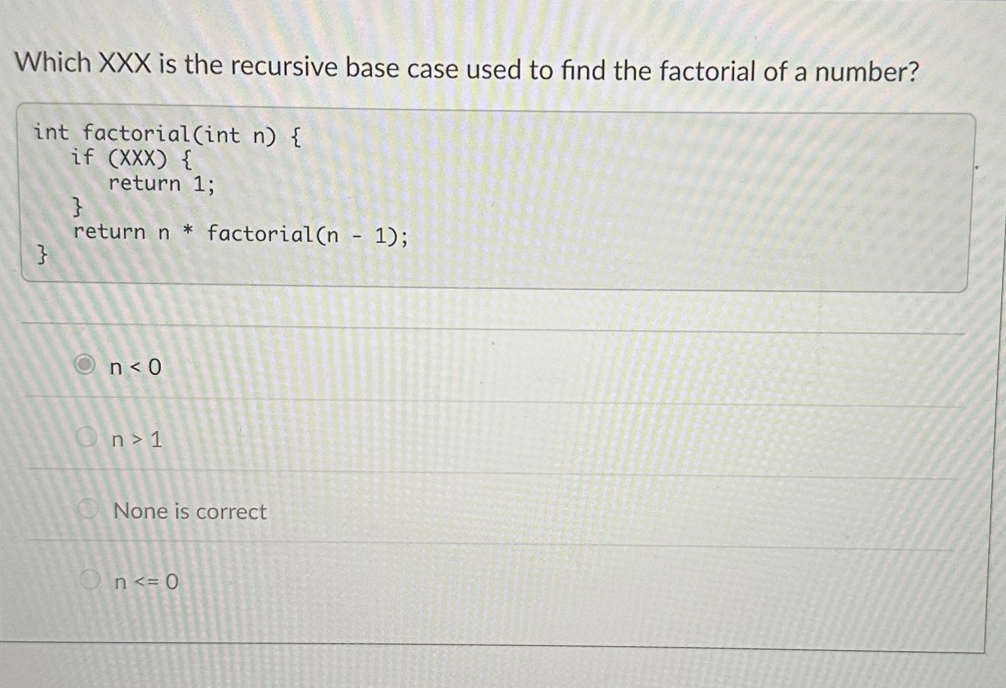 Solved Which Xxx Is The Recursive Base Case Used To Find The