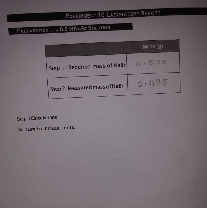 Solved EXPERIMENT 10 LABORATORY REPORT PREPARATION OF A 0.5 | Chegg.com