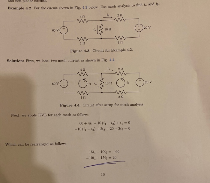 Solved and non-planar cir Example 4.2. For the circuit shown | Chegg.com