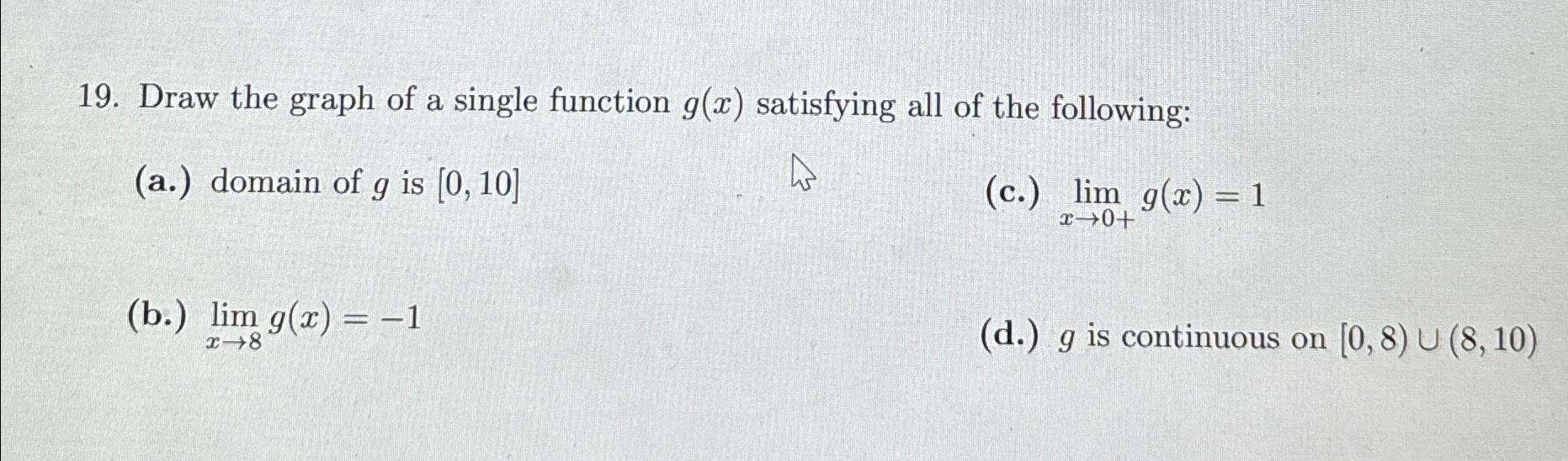 Solved Draw the graph of a single function g(x) ﻿satisfying | Chegg.com