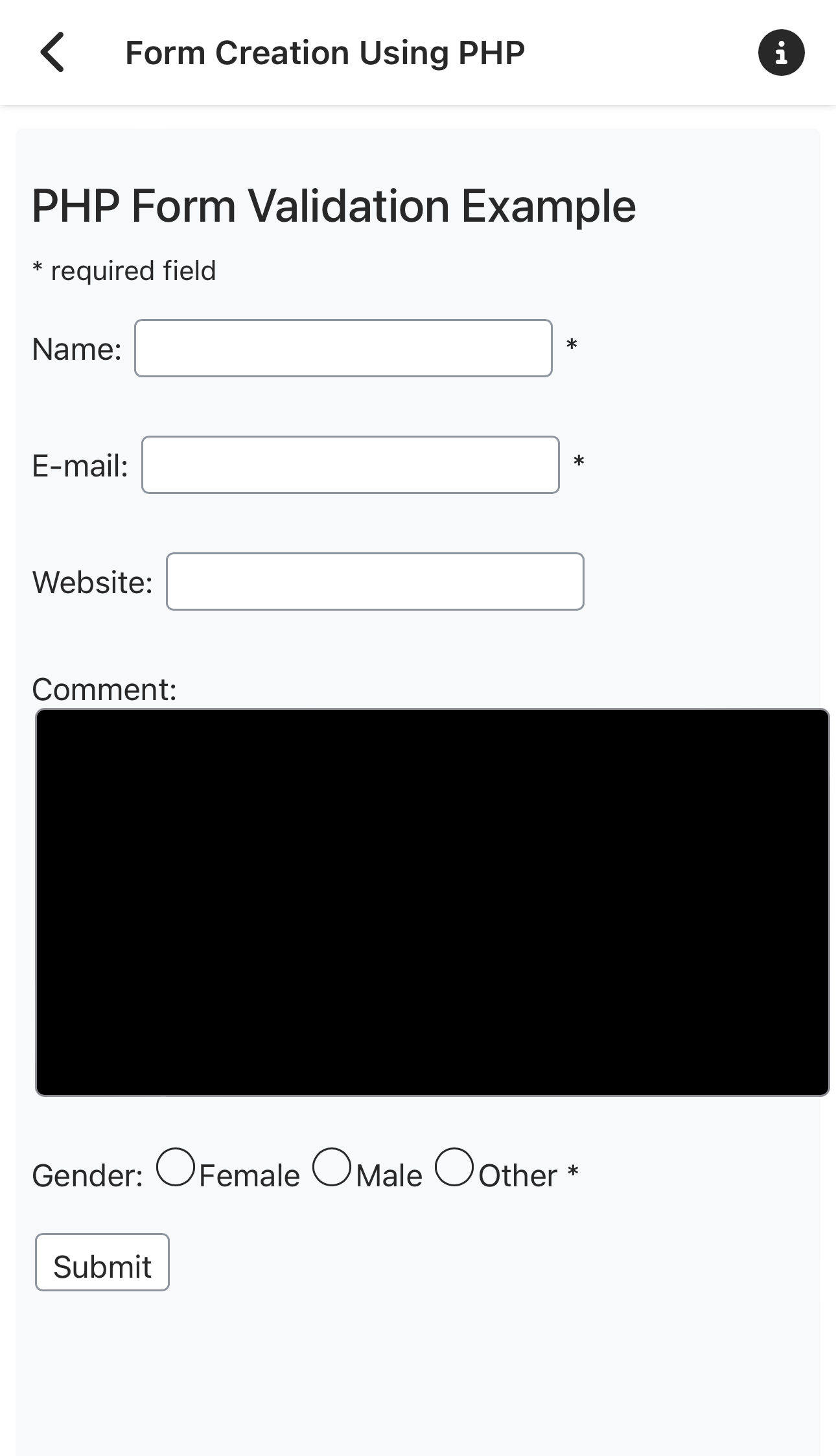 Form Creation Using PHPi)PHP Form Validation | Chegg.com Form Creation Using PHPi)PHP Form Validation | Chegg.com