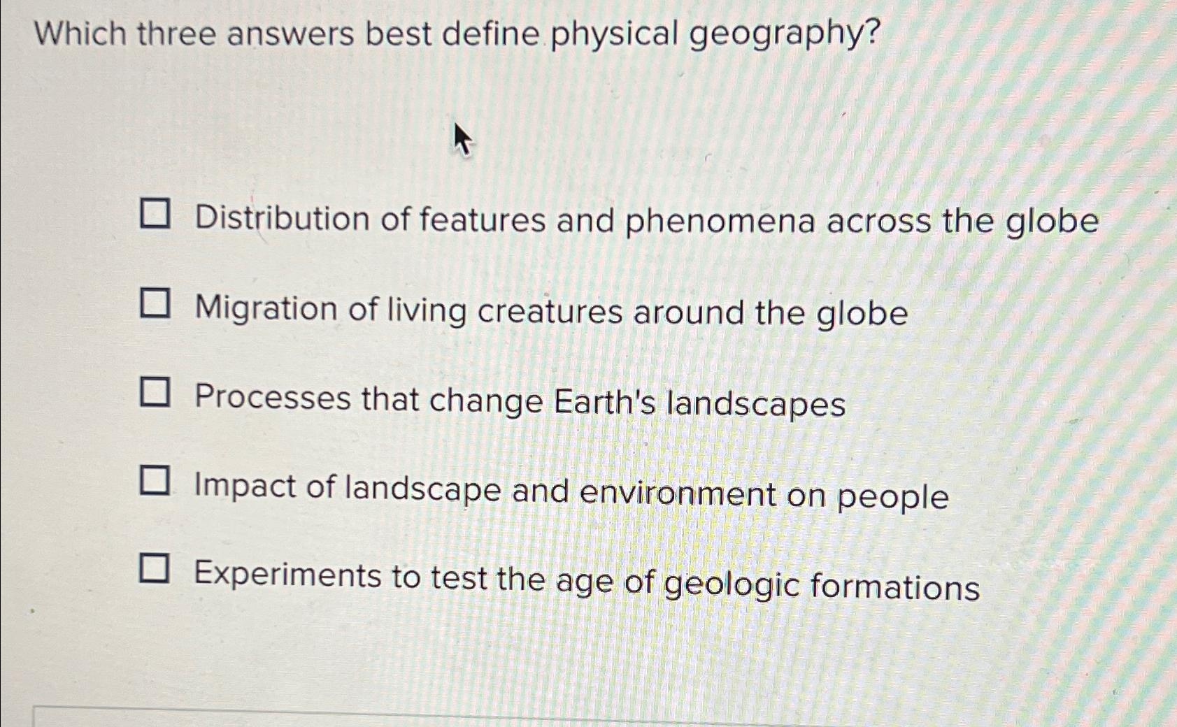 Solved Which three answers best define physical | Chegg.com