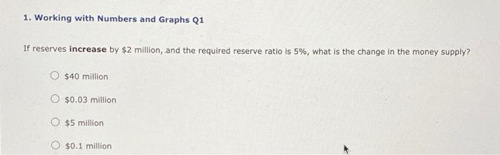 Solved 1. Working with Numbers and Graphs Q1 If reserves | Chegg.com