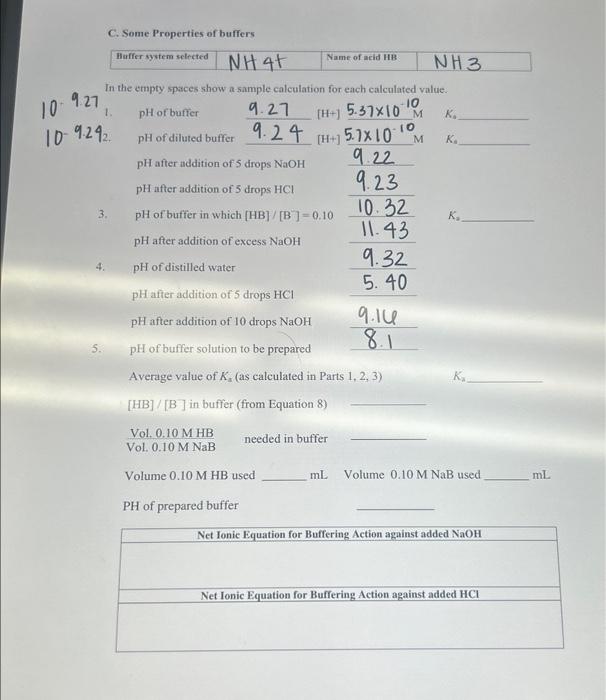 C. Some Properties of buffers | Chegg.com
