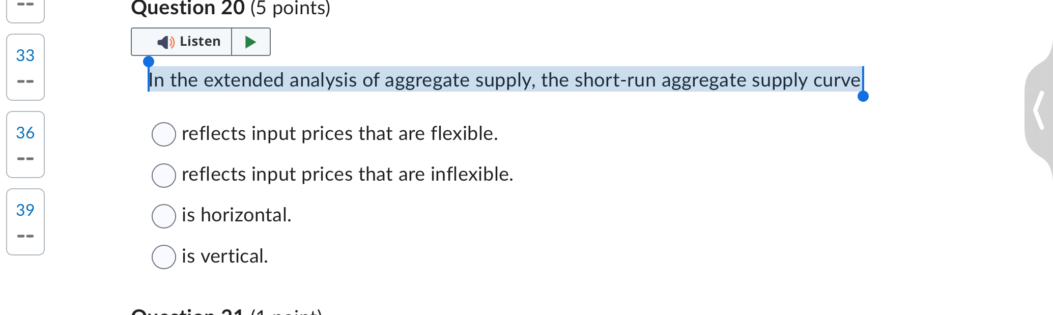 Solved Question 20 (5 ﻿points)ListenIn the extended analysis | Chegg.com