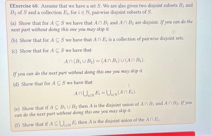 Solved EExercise 60. Assume that we have a set S. We are | Chegg.com