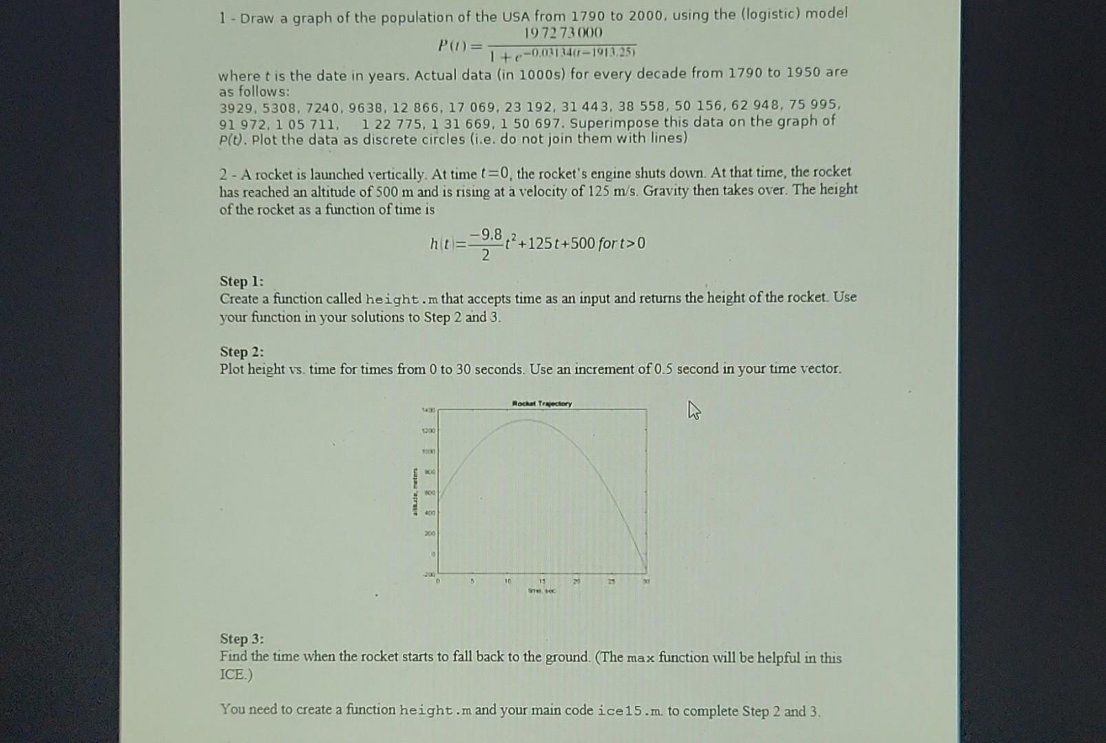 Solved USING MATLAB******** 1-Draw a graph of the | Chegg.com