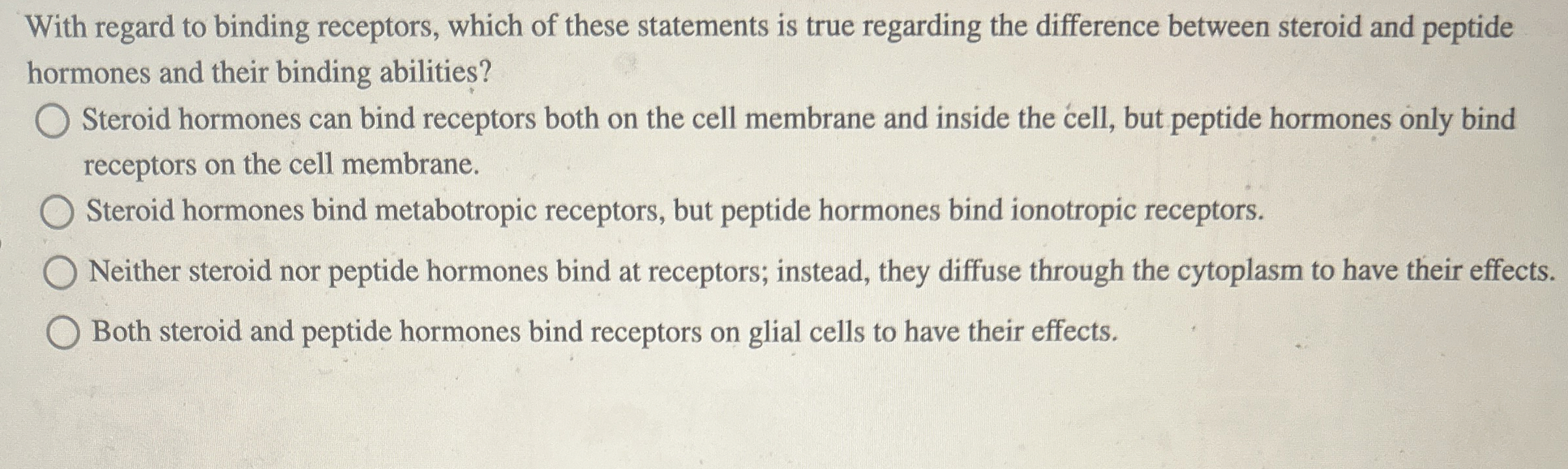 Solved With regard to binding receptors, which of these | Chegg.com