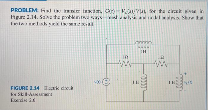 Solved PROBLEM: Find the transfer function, G(s)=VL(s)/V(s), | Chegg.com