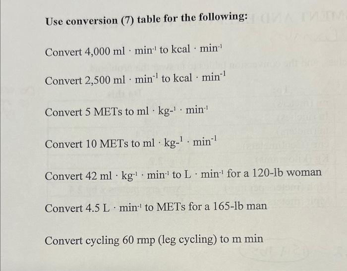 Solved Use conversion (7) table for the following: Convert | Chegg.com