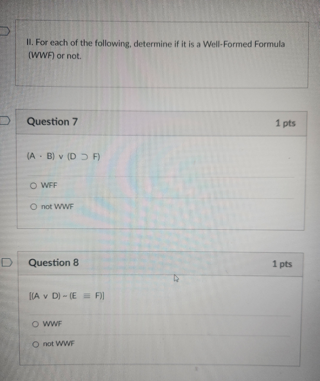 Solved intro into logic. if its a wff or not | Chegg.com
