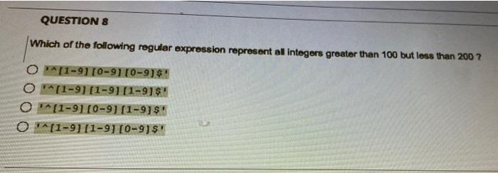 Solved QUESTIONS Which of the following regular expression | Chegg.com