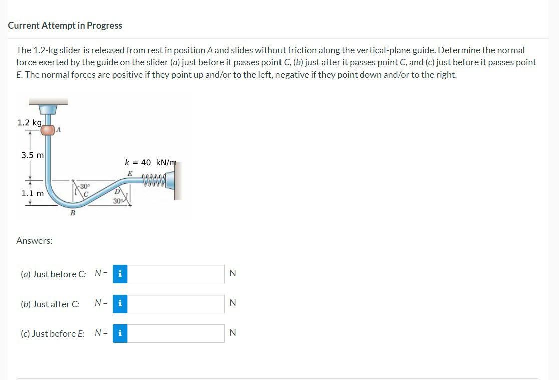 Solved The 1.2-kg slider is released from rest in position A | Chegg.com