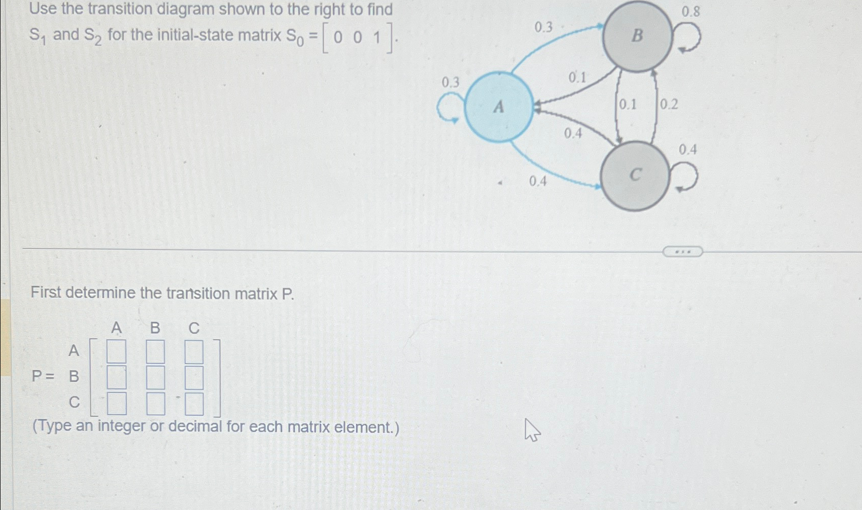 Solved Use the transition diagram shown to the right to find | Chegg.com