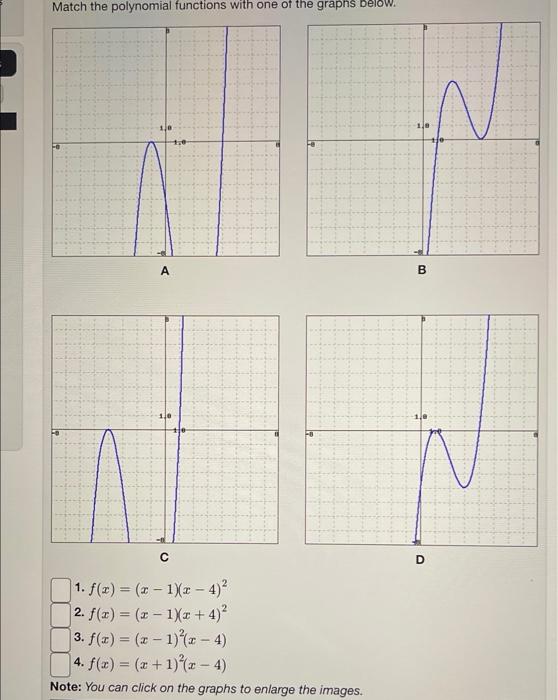 Solved Match the polynomial functions with one of the graphs | Chegg.com