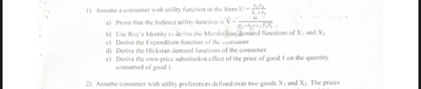 Solved Assume a consumer with utility function in the form | Chegg.com