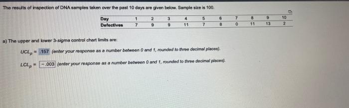 Solved a) The upper and lower 3-sigma control chart limits | Chegg.com