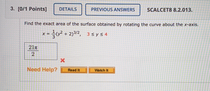 Solved 3. [0/1 Points] DETAILS PREVIOUS ANSWERS SCALCET8 | Chegg.com