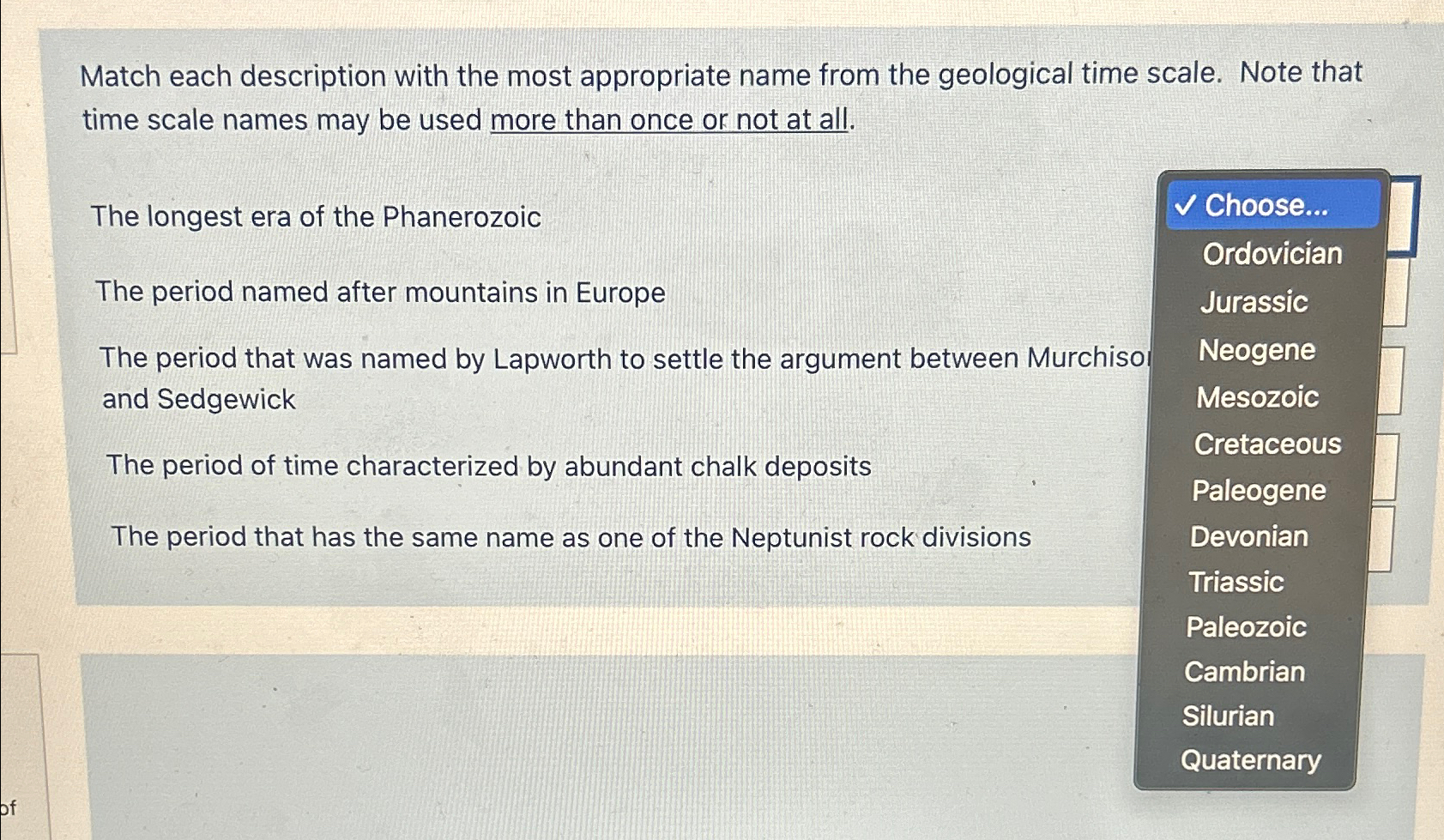 Match each description with the most appropriate name | Chegg.com