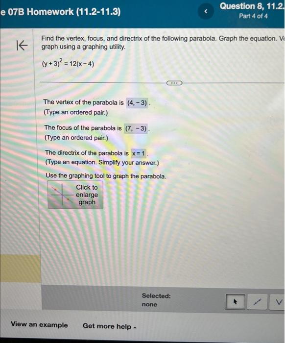 Solved How do I find the latus rectum to be able to graph | Chegg.com