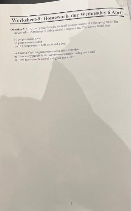 Solved Worksheet-9: Homework-due Wednesday 6 April Name | Chegg.com