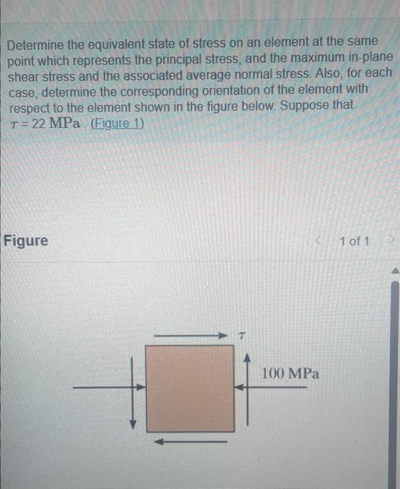 Solved Determine the equivalent state of stress on an | Chegg.com