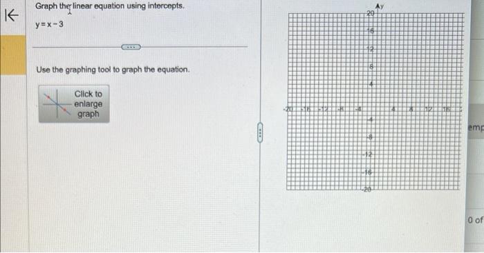 Solved Graph the linear equation using intercepts. y=x−3 Use | Chegg.com