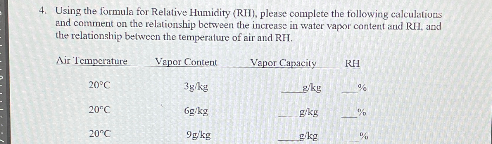Solved Using the formula for Relative Humidity (RH), ﻿please | Chegg.com