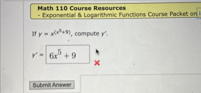 Solved Math 110 Course Resources - Exponential \& | Chegg.com