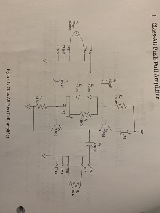I Class-AB Push Pull Amplifier Ps R 1.5 kn 100F G | Chegg.com