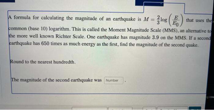Solved A formula for calculating the magnitude of an | Chegg.com