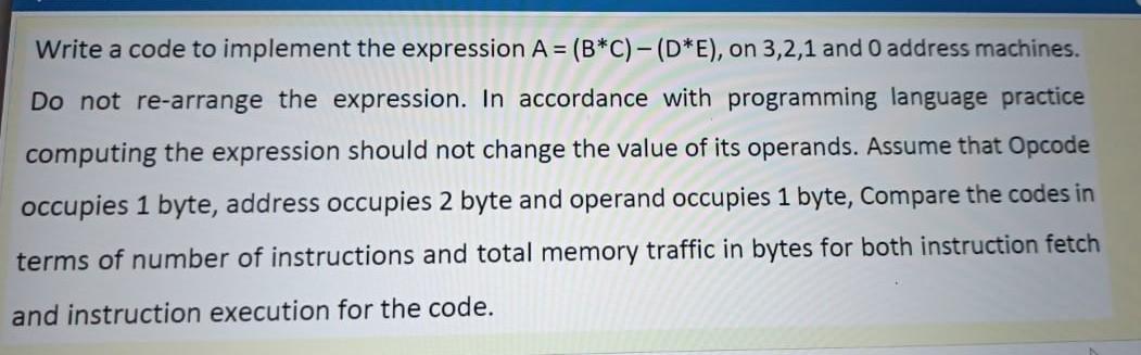 Solved Write a code to implement the expression A = | Chegg.com