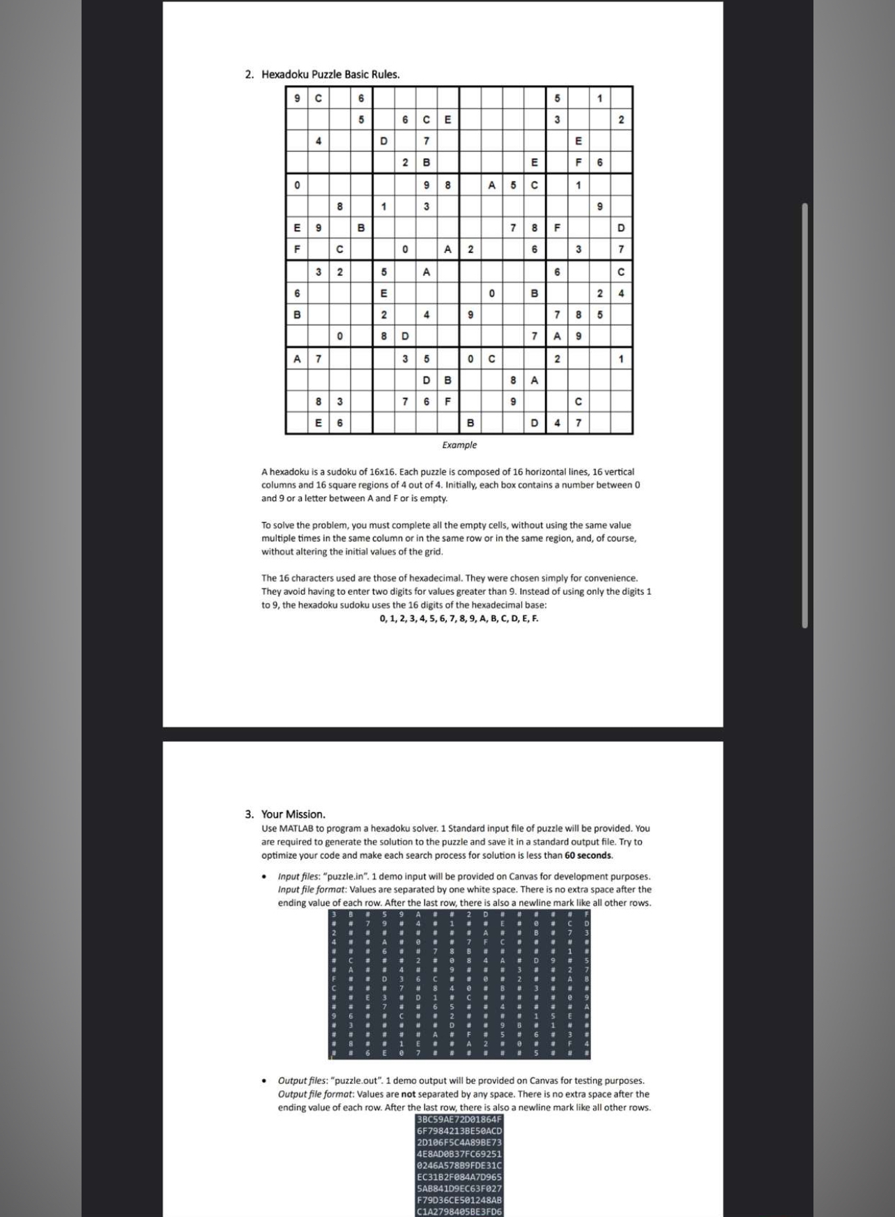 Solved Hexadoku Puzzle Basic | Chegg.com