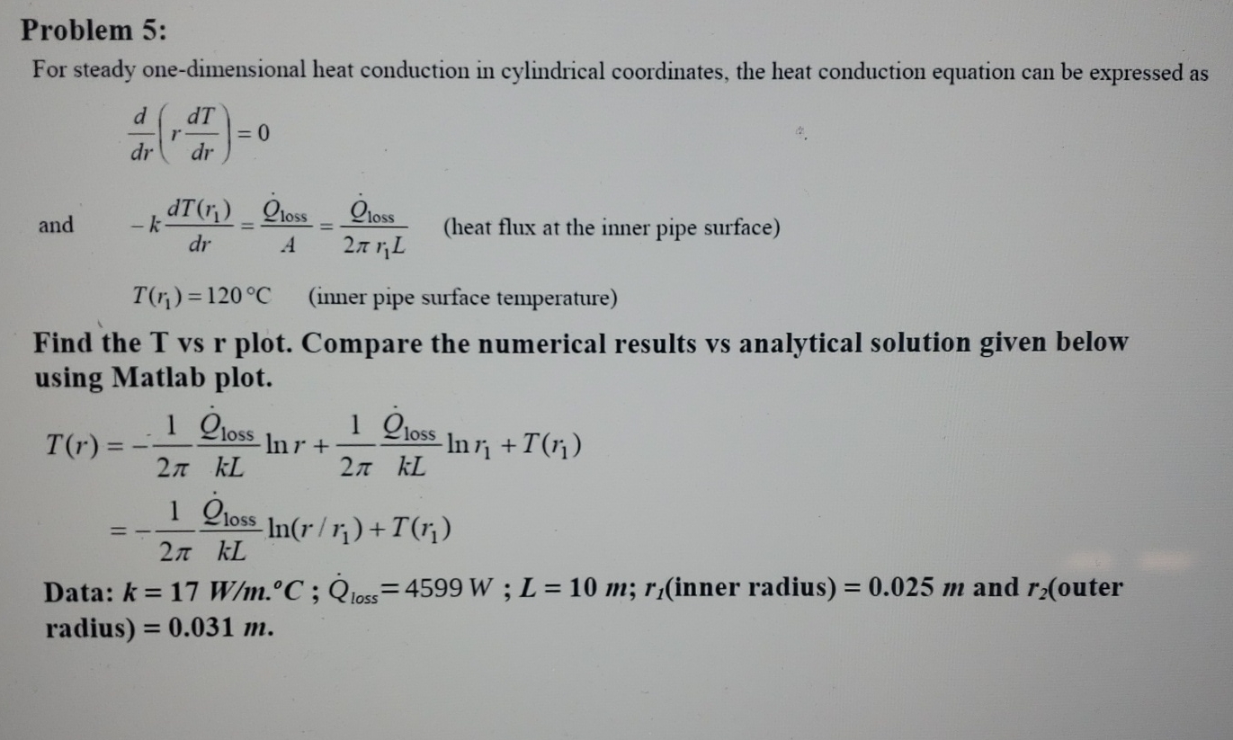 Solved Problem 5:For steady one-dimensional heat conduction | Chegg.com