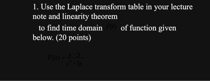 Solved 1. Use the Laplace transform table in your lecture | Chegg.com