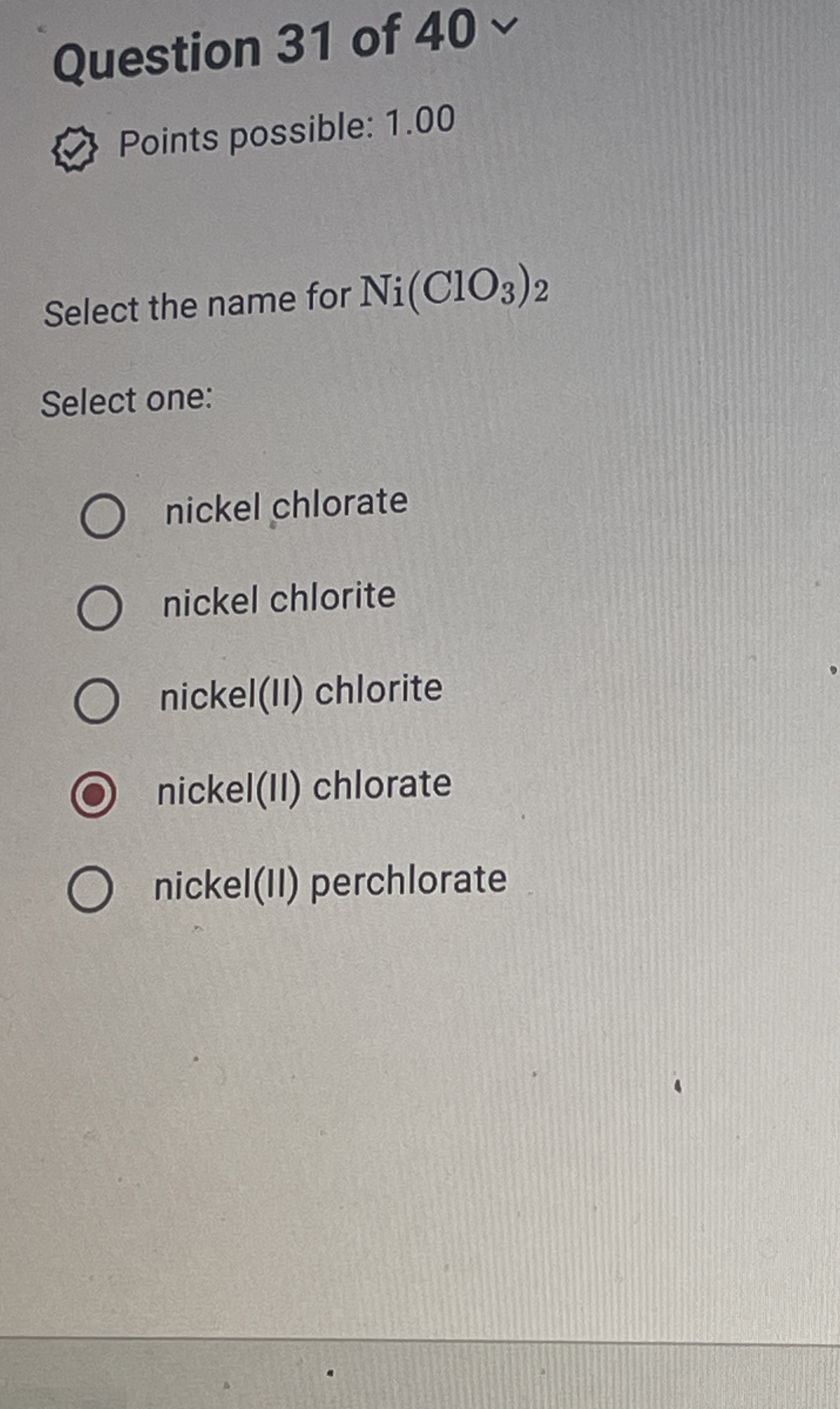 Solved Question 31 ﻿of 40∼Points possible: 1.00Select the | Chegg.com