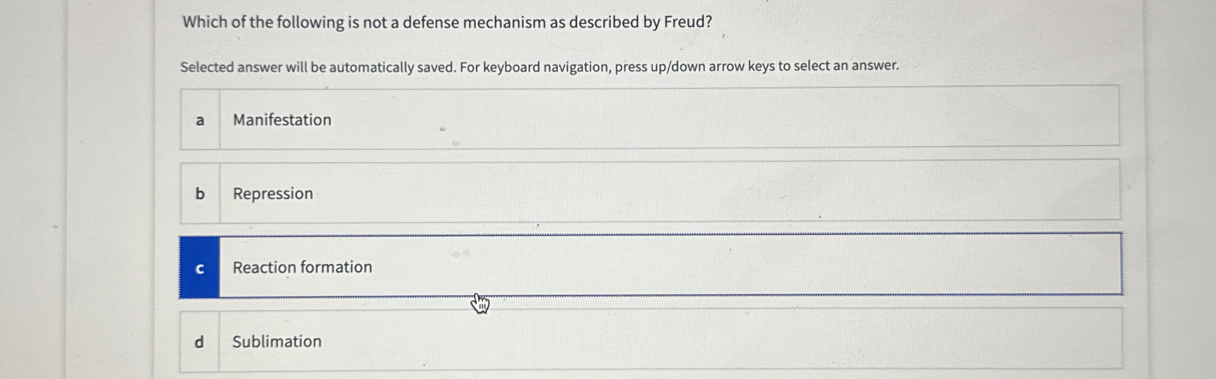Solved Which of the following is not a defense mechanism as | Chegg.com