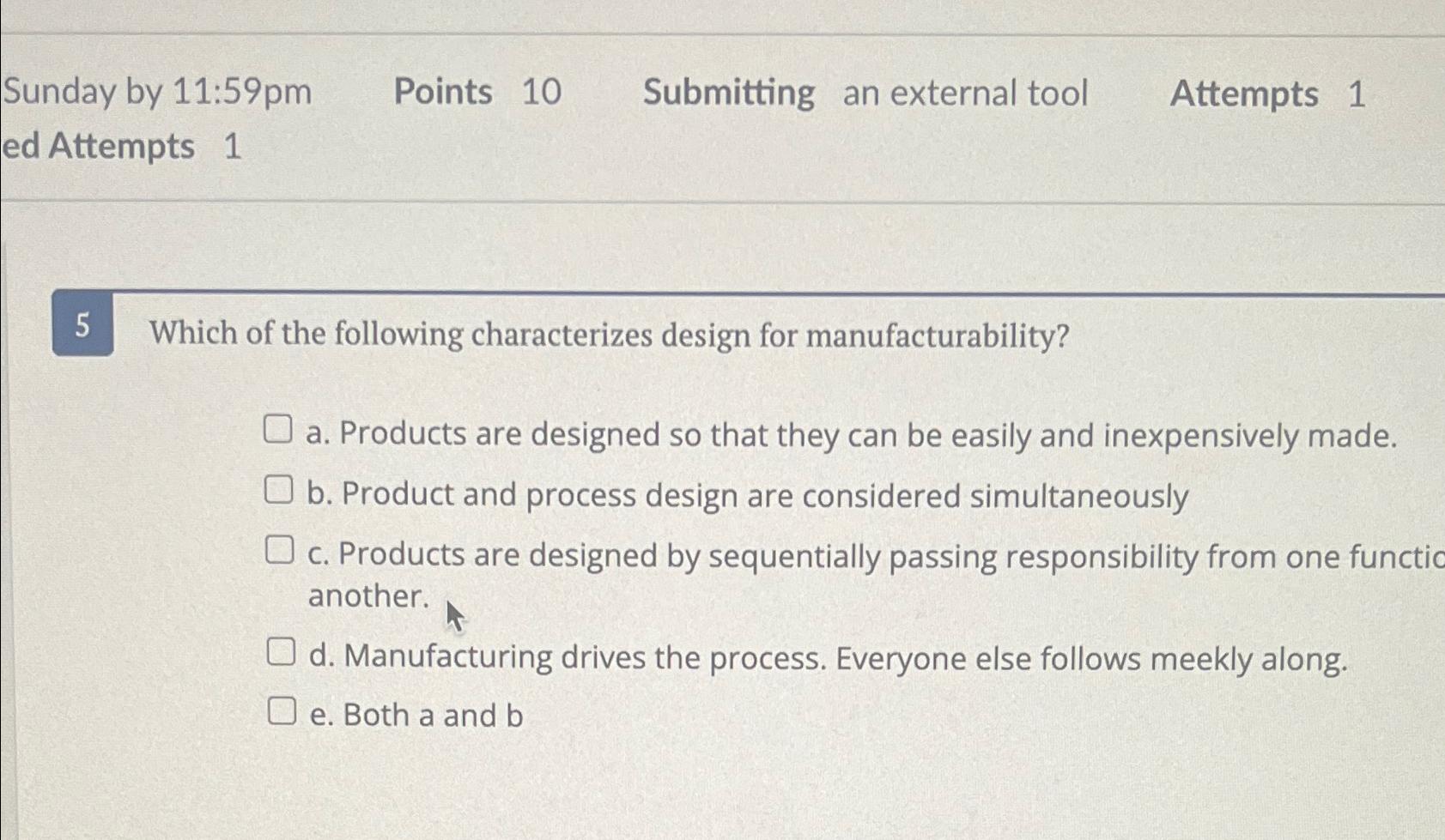 Solved Sunday by 11:59pm Points 10 ﻿Submitting an external | Chegg.com