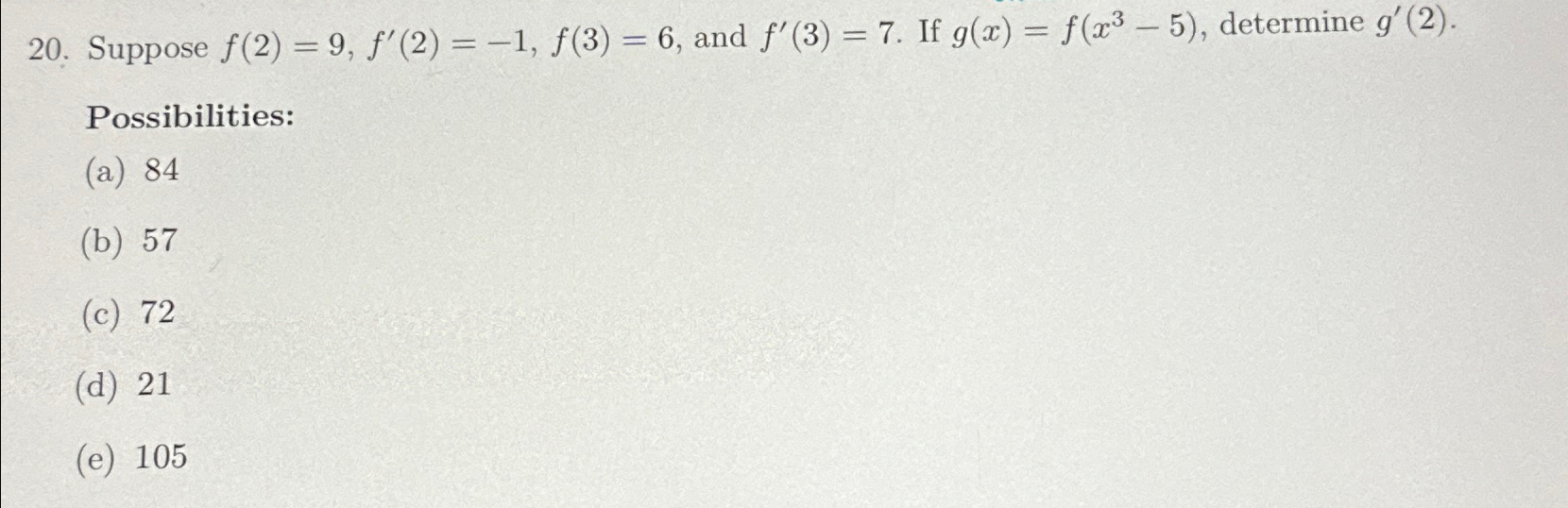 Solved Suppose f(2)=9,f'(2)=-1,f(3)=6, ﻿and f'(3)=7. ﻿If | Chegg.com